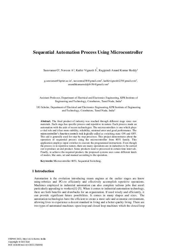 (PDF) Sequential Automation Process Using Microcontroller