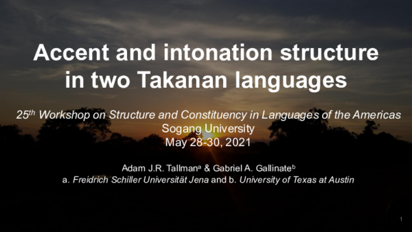 (PDF) Accent and intonation structure in two Takanan languages
