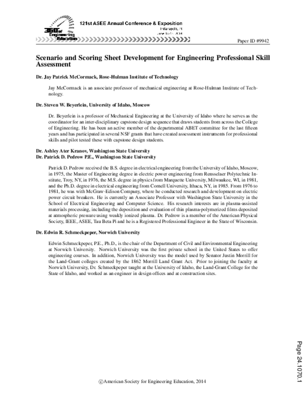 (PDF) Scenario and Scoring Sheet Development for Engineering ...
