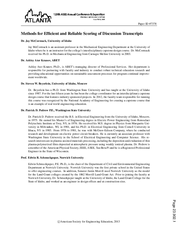 Pdf Methods For Efficient And Reliable Scoring Of Discussion