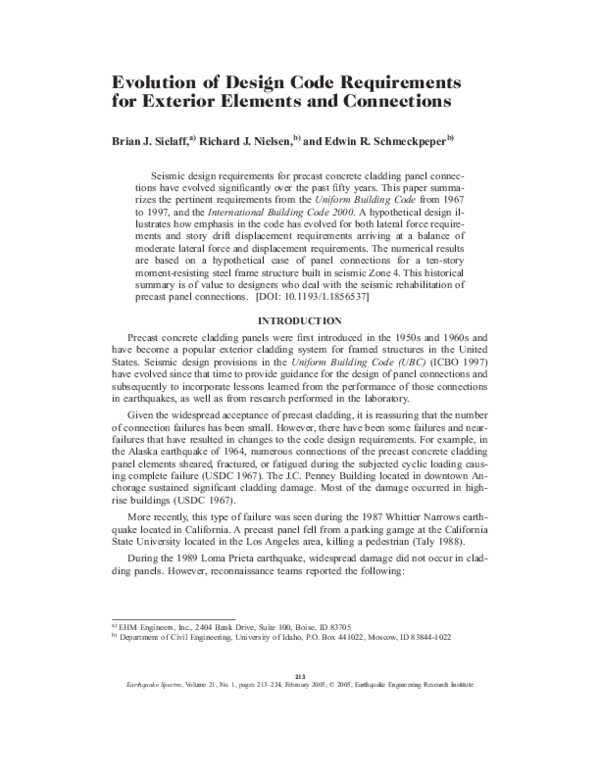 (PDF) Evolution of Design Code Requirements for Exterior Elements and ...