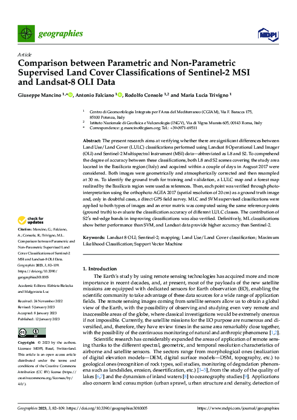 (PDF) Comparison between Parametric and Non-Parametric Supervised Land Cover Classifications of ...