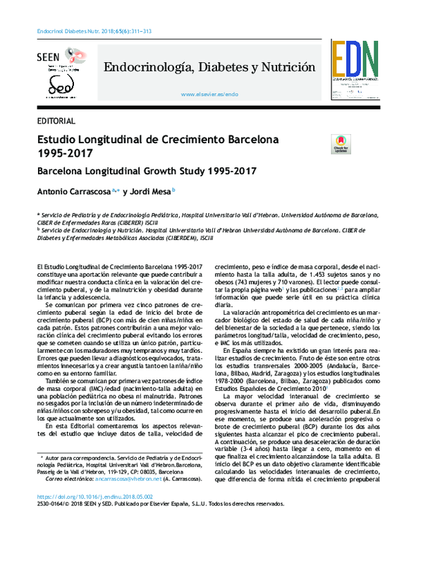 (PDF) Estudio Longitudinal de Crecimiento Barcelona 1995-2017