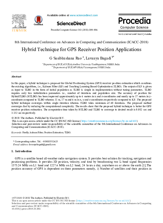 (PDF) Hybrid Technique for GPS Receiver Position Applications