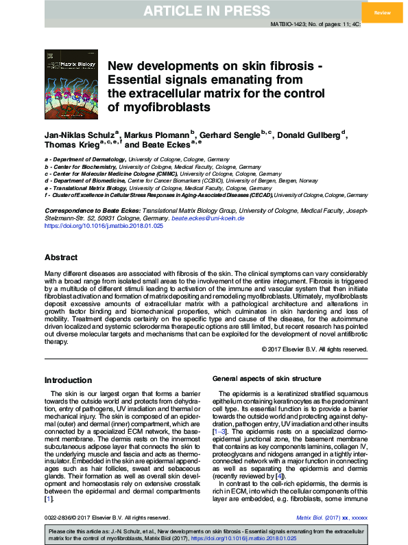 (PDF) New developments on skin fibrosis - Essential signals emanating ...
