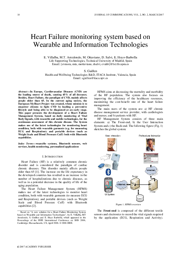 (PDF) Heart Failure Monitoring System Based on Wearable and Information ...