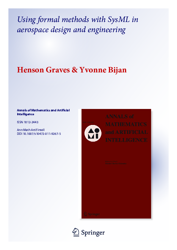 Pdf Using Formal Methods With Sysml In Aerospace Design And Engineering