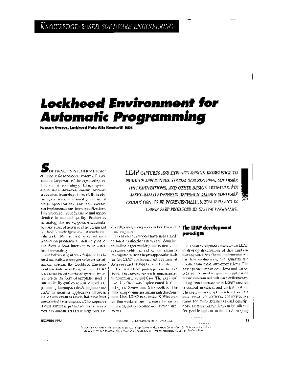 (PDF) Lockheed environment for automatic programming
