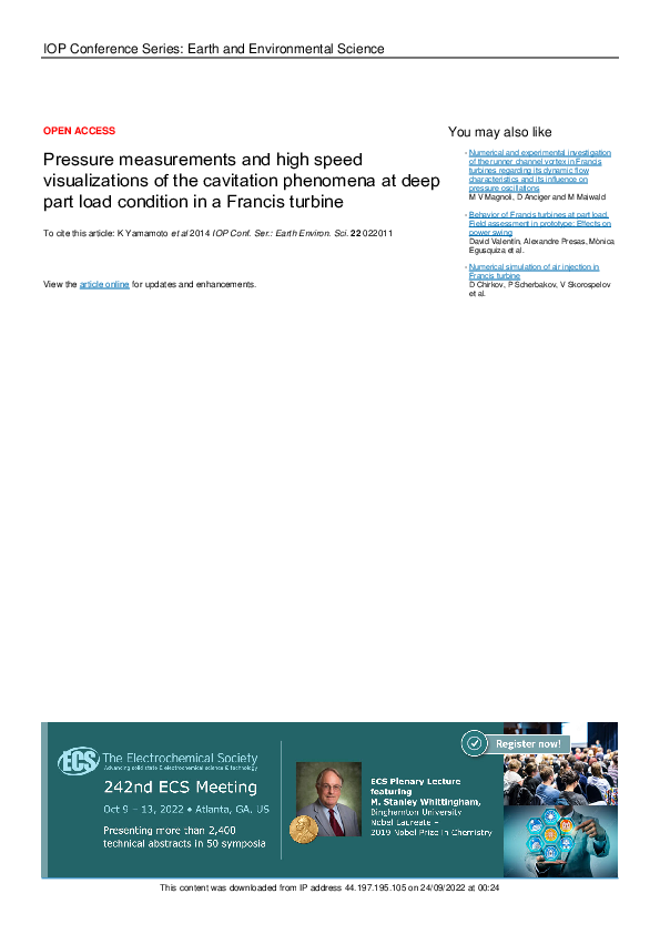 (PDF) Pressure measurements and high speed visualizations of the ...