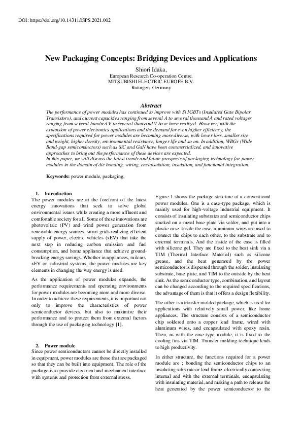 (PDF) New Packaging Concepts: Bridging Devices and Applications