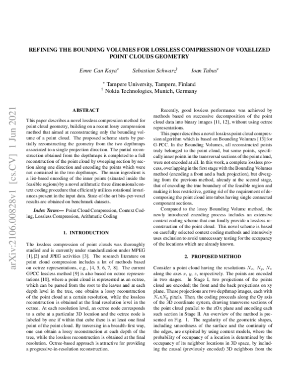 (PDF) Refining The Bounding Volumes for Lossless Compression of Voxelized Point Clouds Geometry