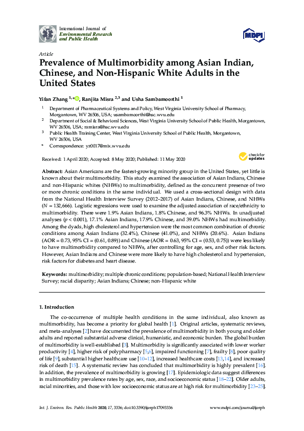 (PDF) Prevalence of Multimorbidity among Asian Indian, Chinese, and Non-Hispanic White Adults in ...