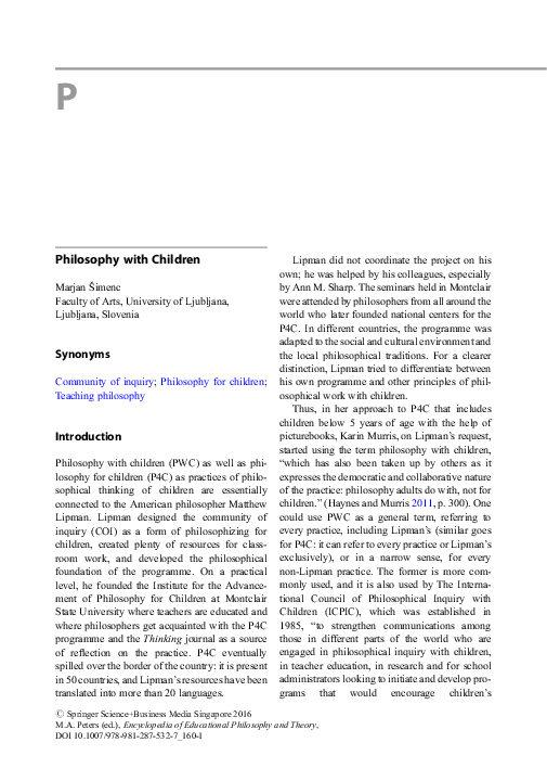 (PDF) Philosophy with Children