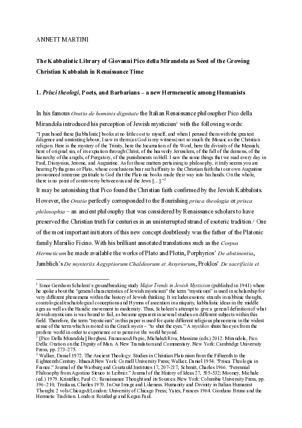 (PDF) The Kabbalistic Library of Giovanni Pico della Mirandola as Seed ...