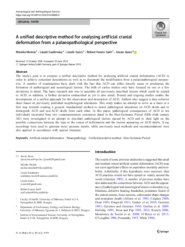 (PDF) A unified descriptive method for analysing artificial cranial ...