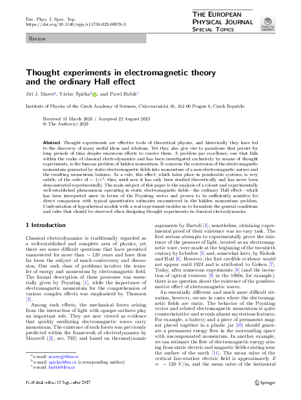 (PDF) Thought experiments in electromagnetic theory and the ordinary ...