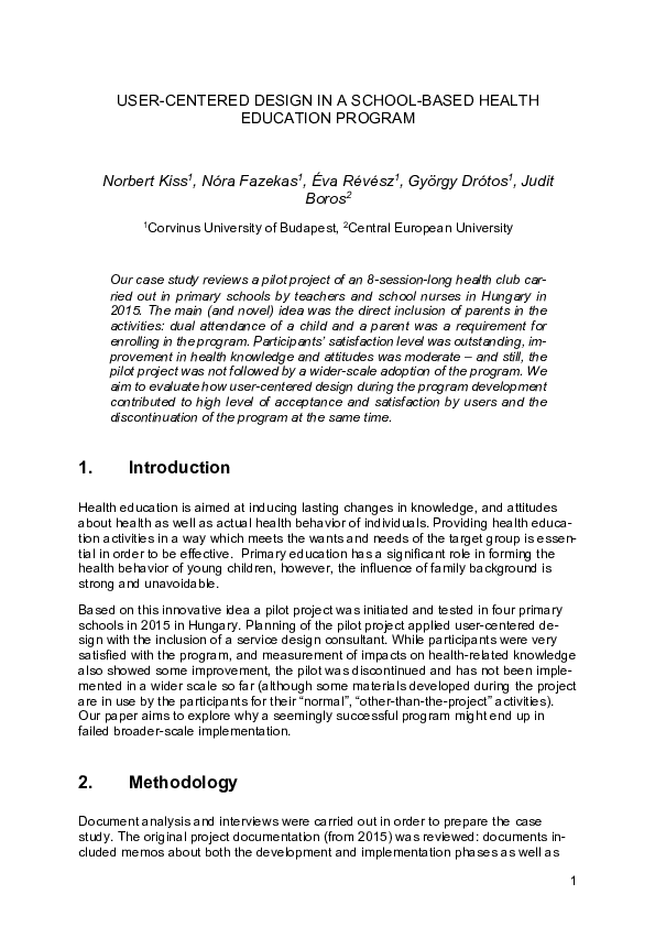 (PDF) User-Centered Design in a School-Based Health Education Program