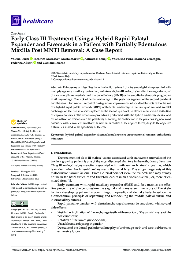 (PDF) Early Class III Treatment Using a Hybrid Rapid Palatal Expander ...