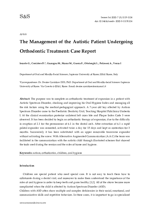 (PDF) The Management of the Autistic Patient Undergoing Orthodontic ...