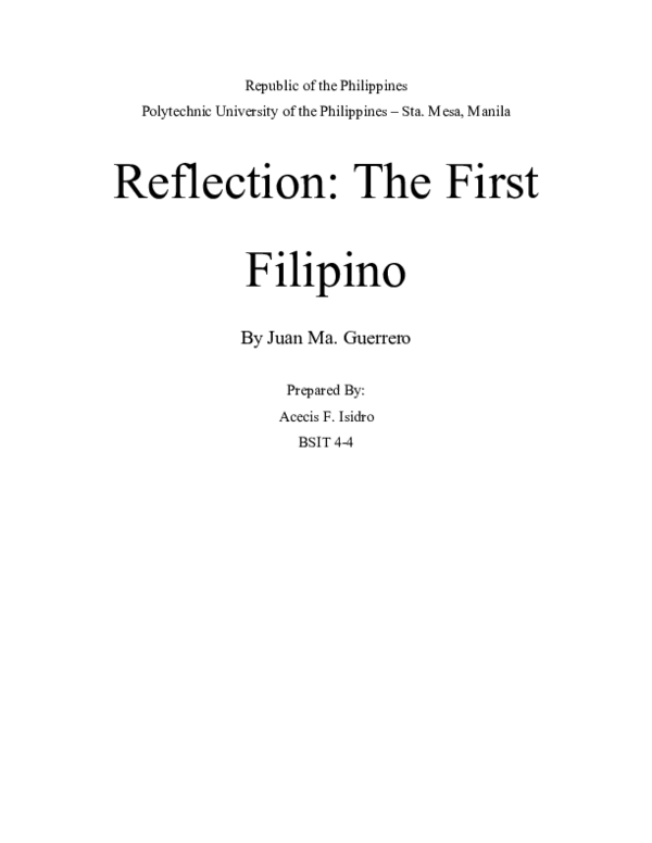 (DOC) Reflection: The First Filipino