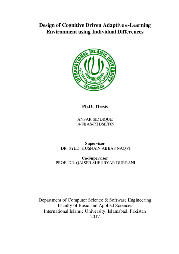(PDF) Design of Cognitive Driven Adaptive e-Learning Environment using Individual Differences