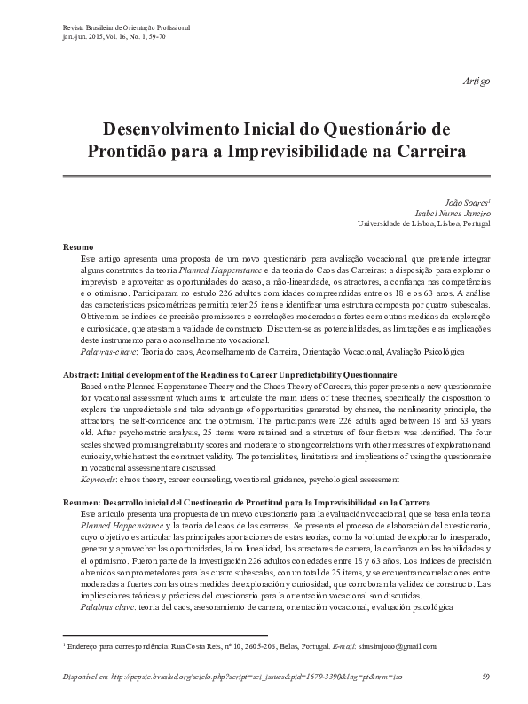 (PDF) Initial development of the readiness to career unpredictability ...