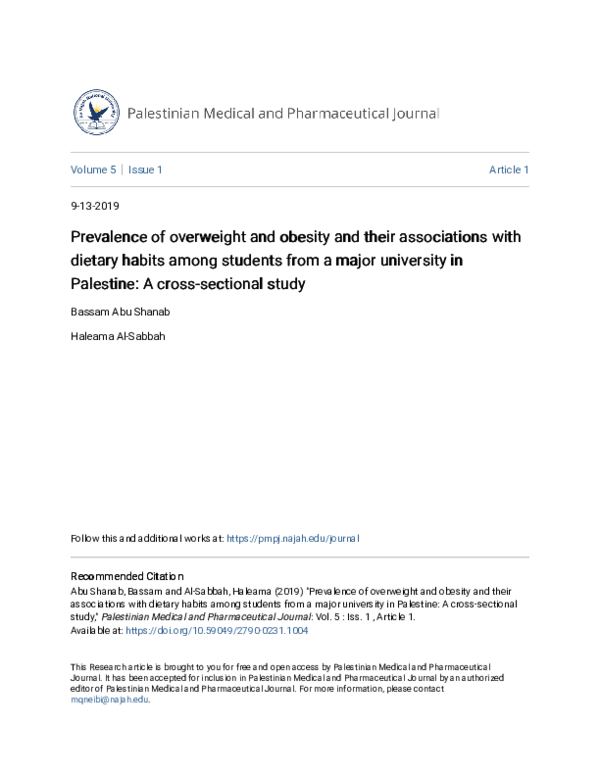 (PDF) Prevalence of overweight and obesity and their associations with ...