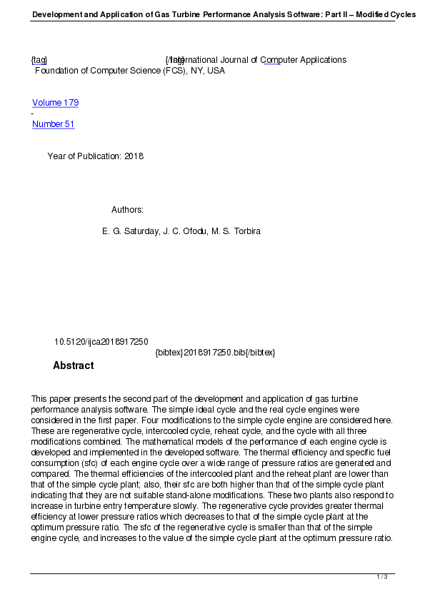 Pdf Development And Application Of Gas Turbine Performance Analysis Software Part Ii