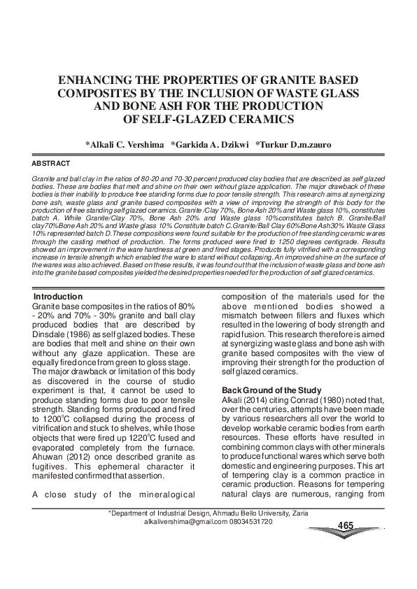 (PDF) Enhancing the Properties of Granite Based Composites by the ...