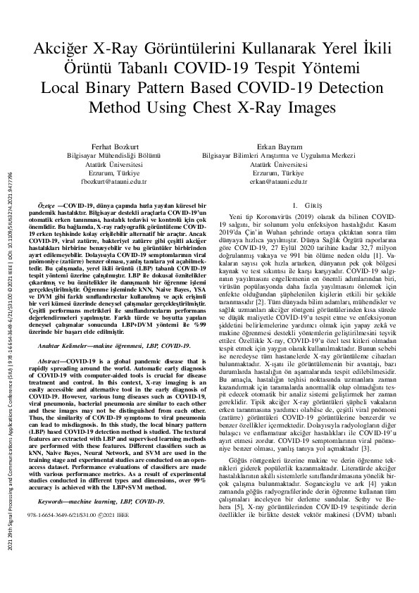 (PDF) Local Binary Pattern Based COVID-19 Detection Method Using Chest ...