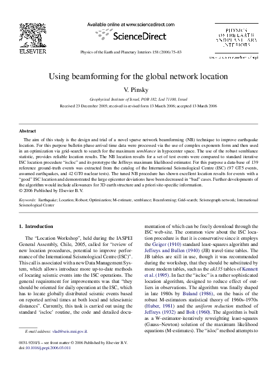 (PDF) Using beamforming for the global network location
