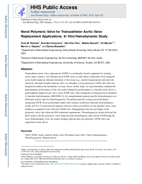 (PDF) Novel Polymeric Valve for Transcatheter Aortic Valve Replacement ...
