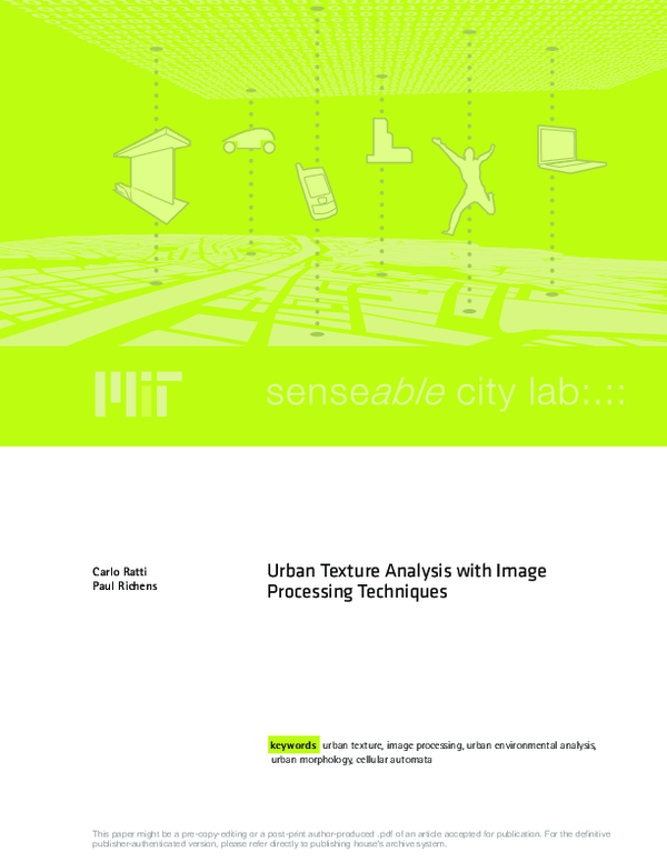 (PDF) Urban Texture Analysis with Image Processing Techniques