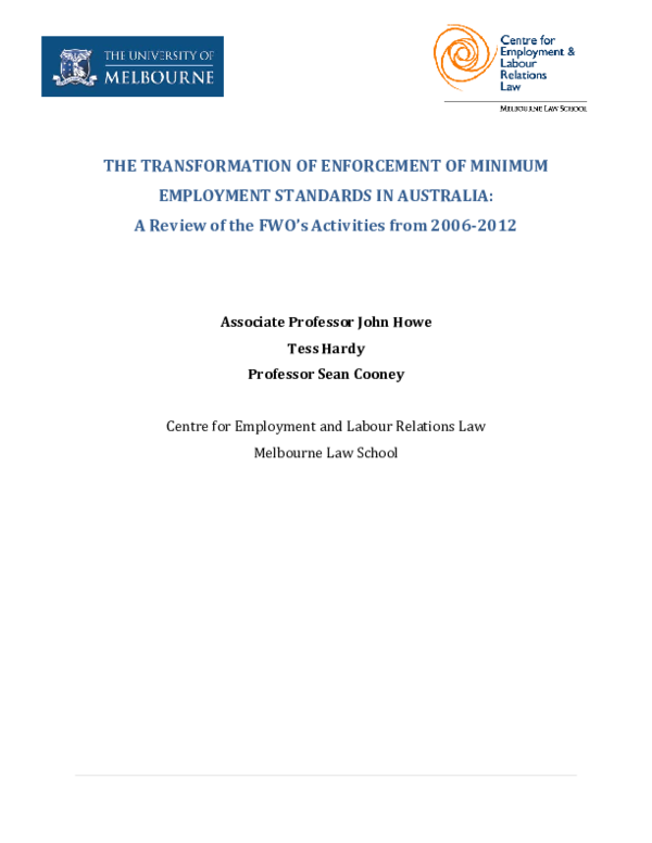 (PDF) The Transformation of Enforcement of Minimum Employment Standards ...