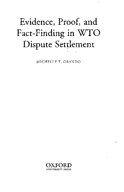 (PDF) Evidence, Proof, and Fact-Finding in WTO Dispute Settlement