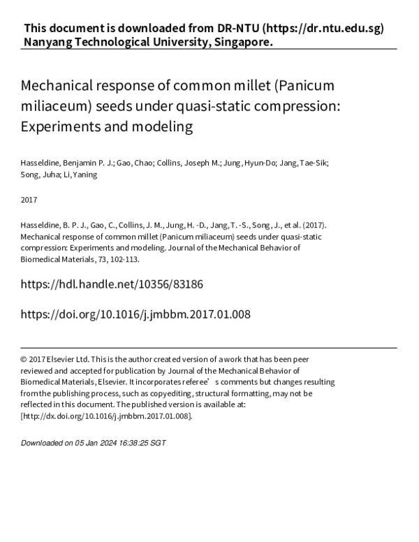 (PDF) Mechanical response of common millet (Panicum miliaceum) seeds ...