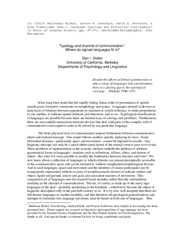 (PDF) Signed Languages