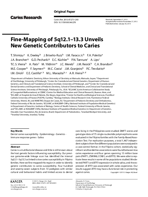 (PDF) Fine-Mapping of 5q12.1–13.3 Unveils New Genetic Contributors to Caries