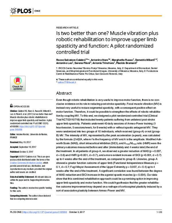 (PDF) Is two better than one? Muscle vibration plus robotic ...