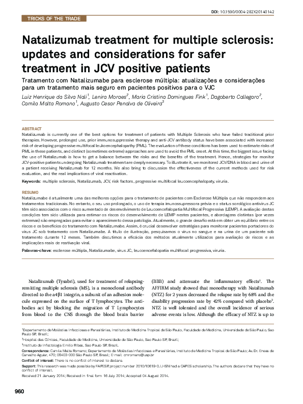 (PDF) Natalizumab treatment for multiple sclerosis: Middle East and ...