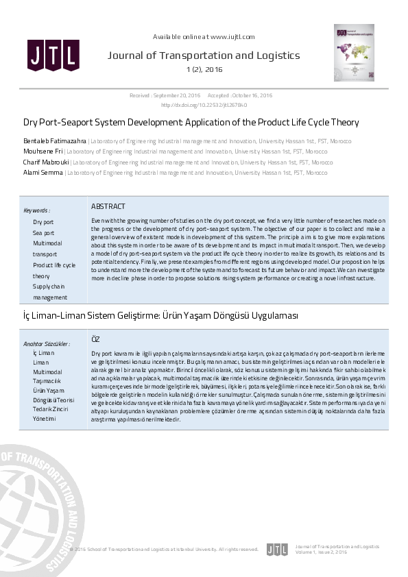 Pdf Dry Port Seaport System Development Application Of The Product Life Cycle Theory