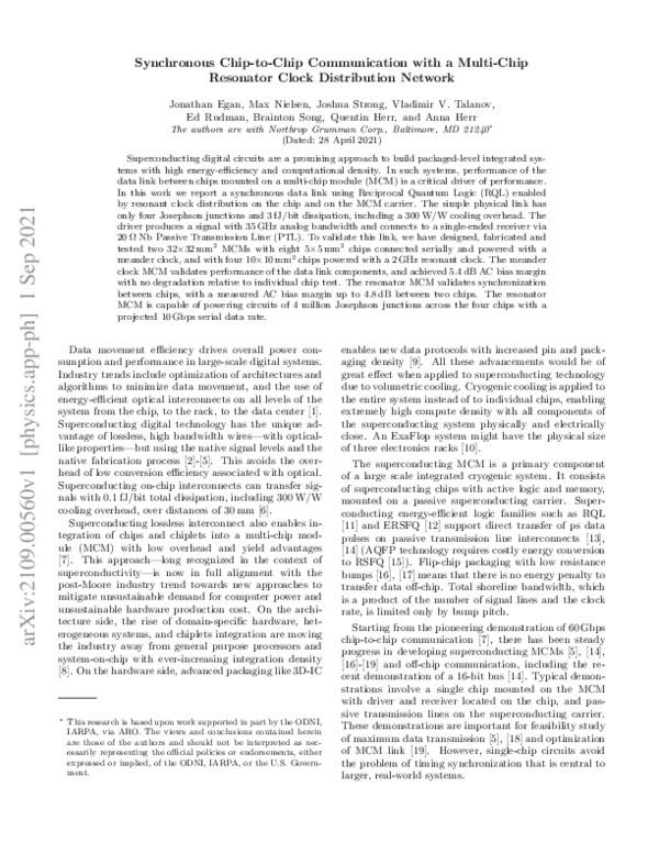 (PDF) Synchronous chip-to-chip communication with a multi-chip ...