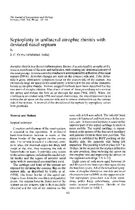 (PDF) Septoplasty in unilateral atrophic rhinitis with deviated nasal ...
