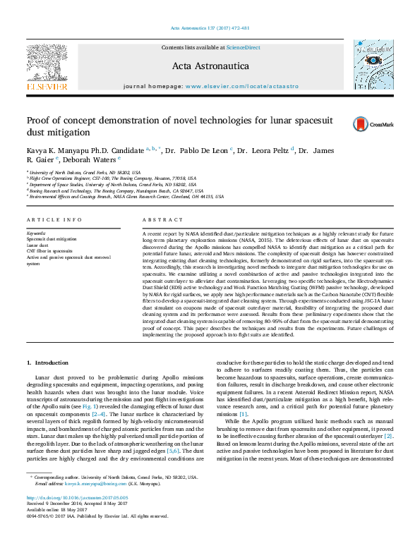 (PDF) Proof of concept demonstration of novel technologies for lunar ...