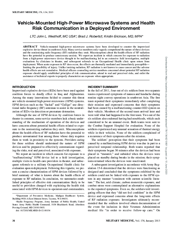 (PDF) Vehicle-Mounted High-Power Microwave Systems and Health Risk ...