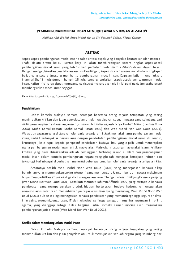 (PDF) Pembangunan Modal Insan Menurut Analisis Diwan Al-Shafi’I