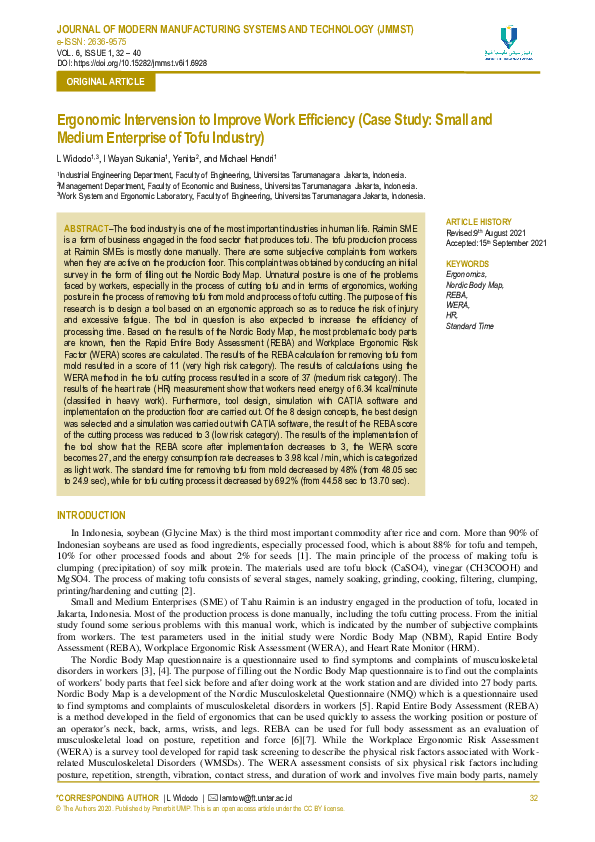 (PDF) Ergonomic Intervension to Improve Work Efficiency (Case Study ...