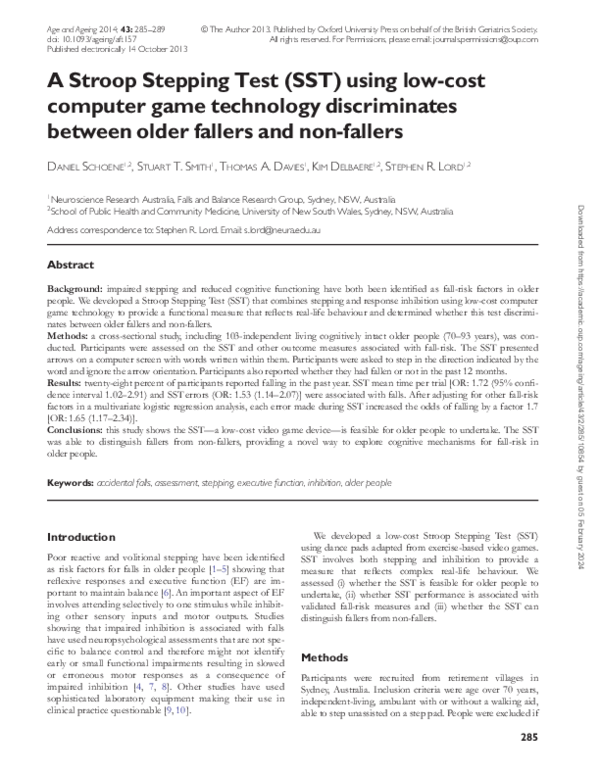 (PDF) A Stroop Stepping Test (SST) using low-cost computer game ...