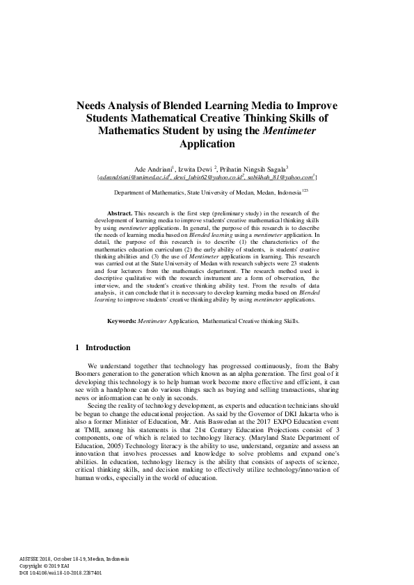 (PDF) Needs Analysis of Blended Learning Media to Improve Students ...