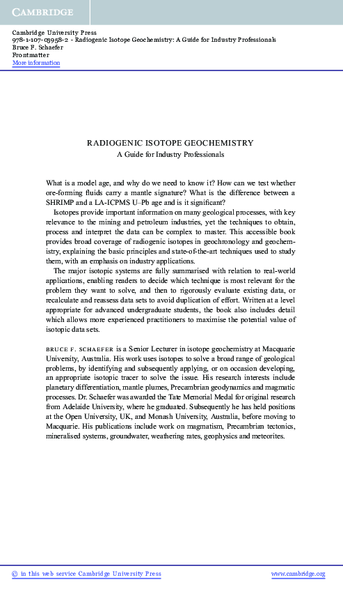 (PDF) Radiogenic Isotope Geochemistry